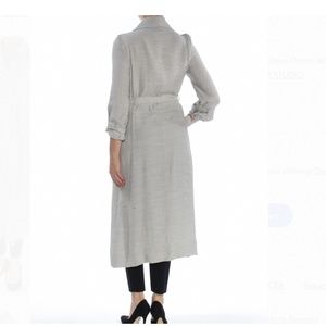Max Studio | Jackets & Coats | Light Gray Long Belted Duster Trench ...